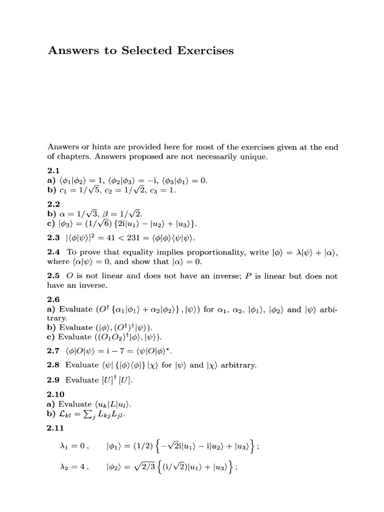 Quantum Mechanics Exercise Solutions | PDF | Quantum Mechanics | Atomic ...