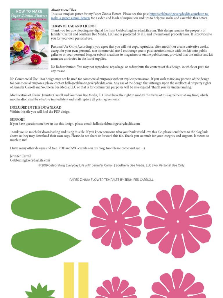Paper Zinnia Flower Template PDF by JenniferCarroll | PDF | Civil Law ...