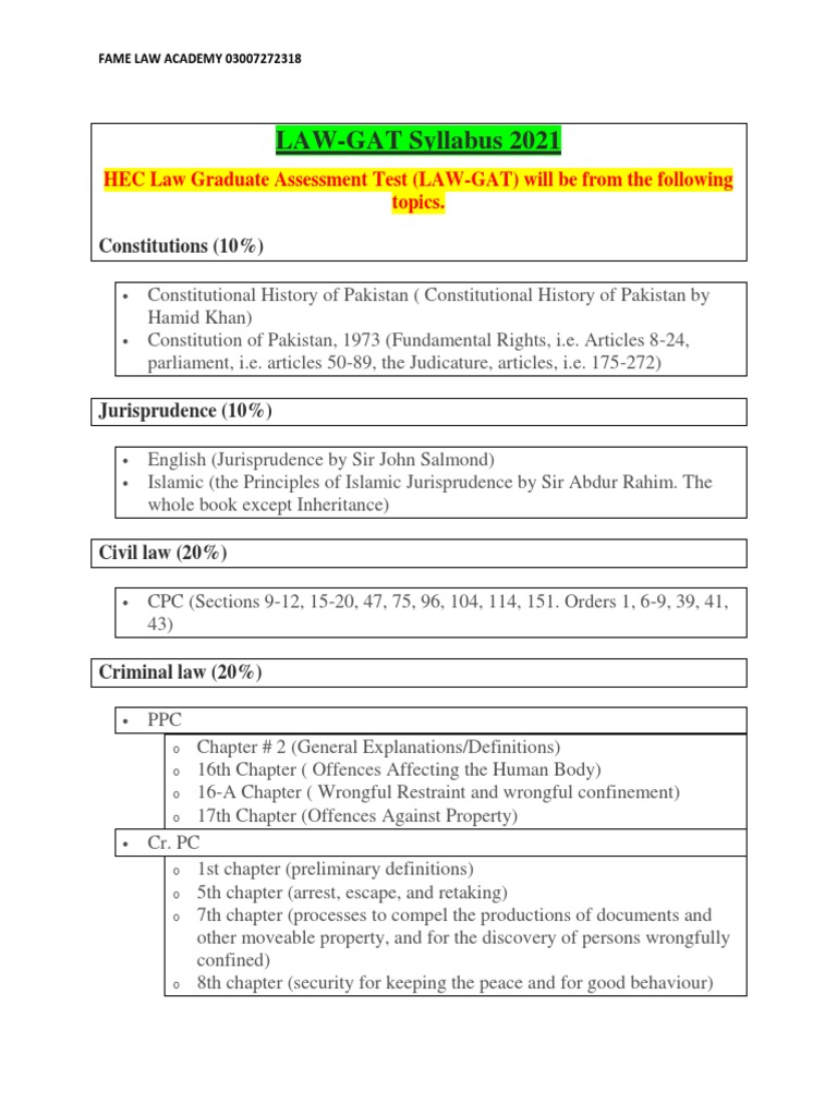 Law Gat 2021 New Syllabus | PDF | Constitutional Law | Policy