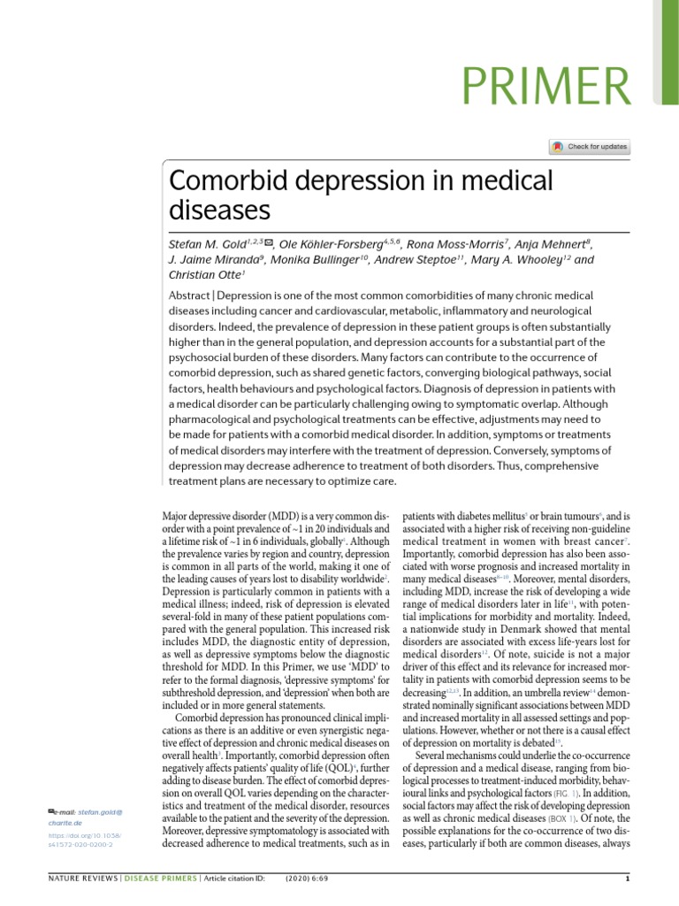 Comorbid Depression in Medical Diseases | PDF | Comorbidity | Major ...