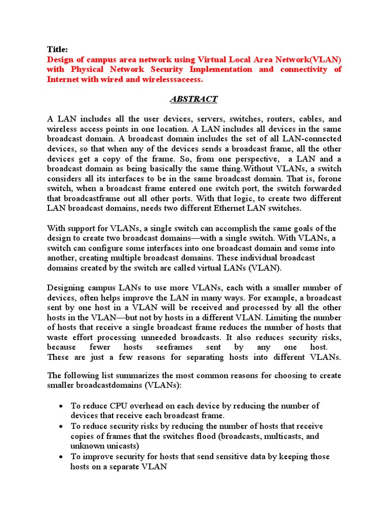 Campus Area Network Project For Internship Ece Students Batch2 | PDF ...