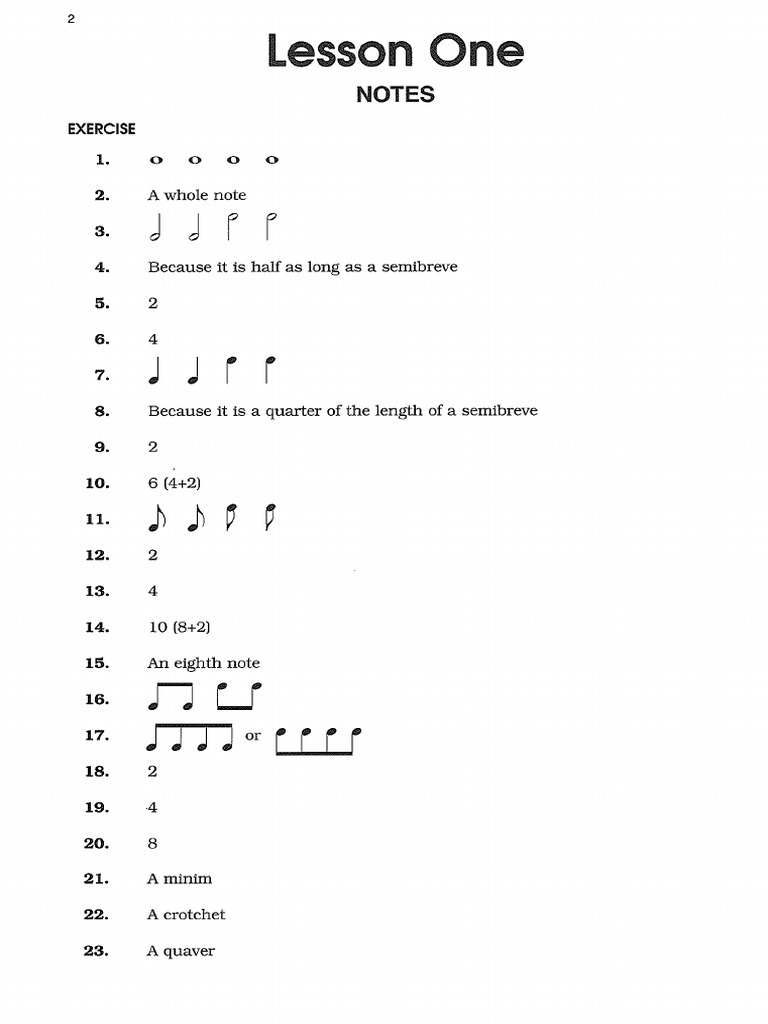 Answers - Lesson 1 - Book 1 Master Your Theory | PDF