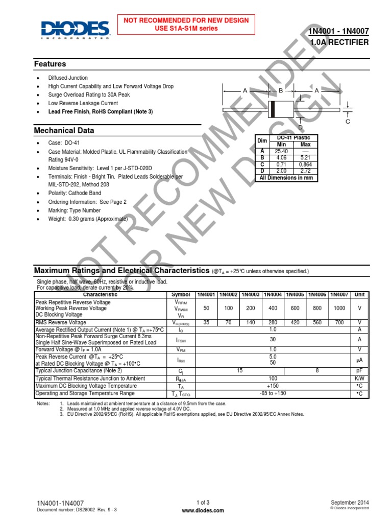 1N4001 Diode Datasheet | PDF