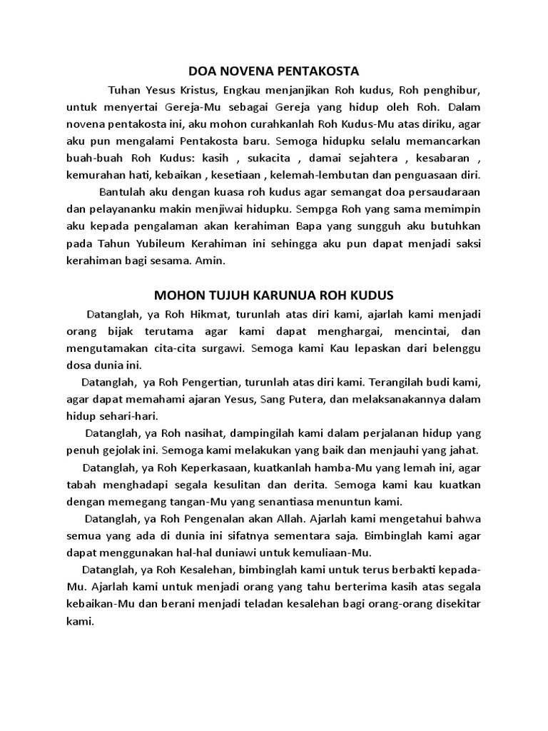 Doa Novena Pentakosta | PDF