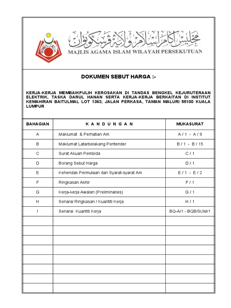 Dokumen Sebut Harga | PDF