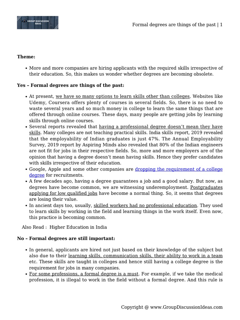 Formal Degrees Are Things of The Past | PDF | College | Academic Degree
