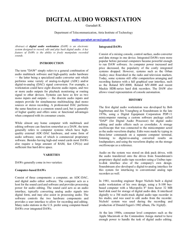 Digital Audio Workstation | PDF | Digital Audio | Audio Engineering
