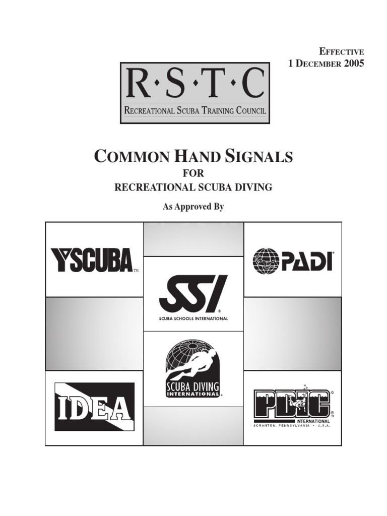 Common Scuba Hand Signals | PDF | Scuba Diving | Underwater Diving