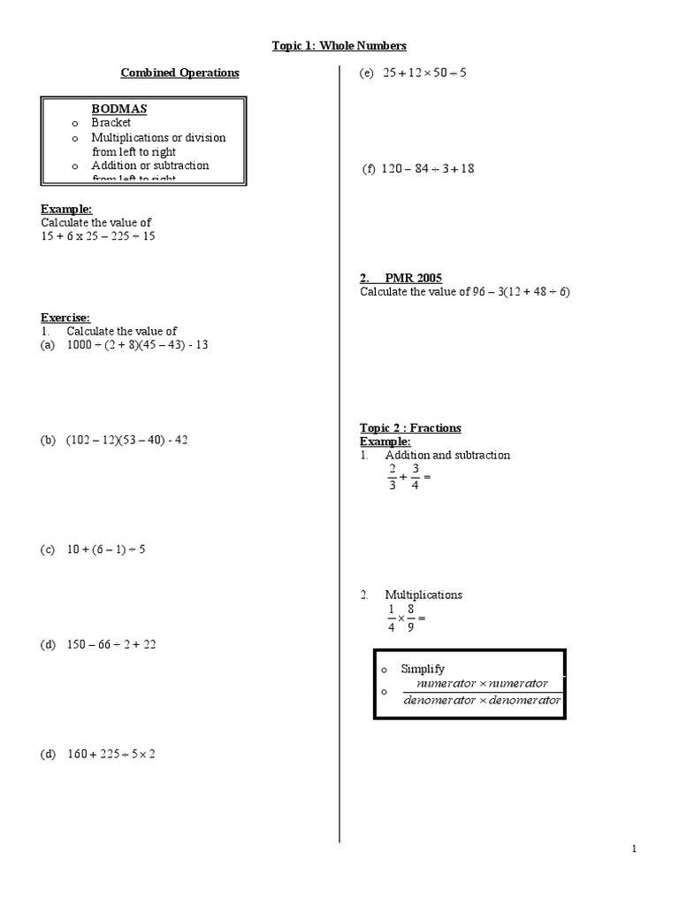 1 Whole Number, Fraction | PDF | Mathematical Objects | Fraction ...