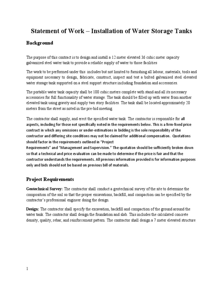 Installation and Commissioning of Elevated Water Tank at ILEA | PDF ...