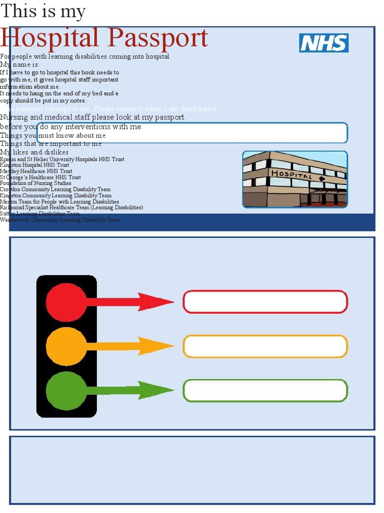 Hospital Passport Template Example From South West London Access To Acute Group Pdf National
