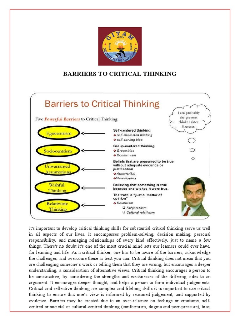 Barriers to Effective Critical Thinking | PDF | Argument | Critical ...