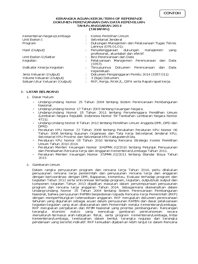 Contoh TOR | PDF | Seni