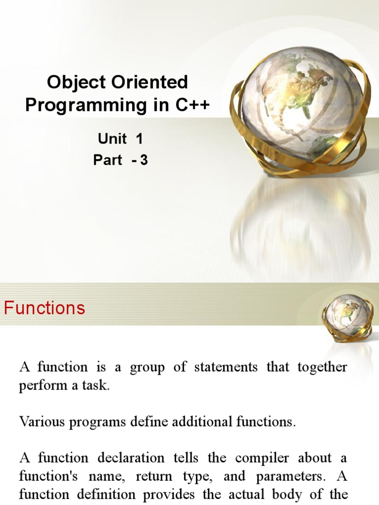 Object Oriented Programming in C++: Unit 1 Part - 3 | Download Free PDF ...