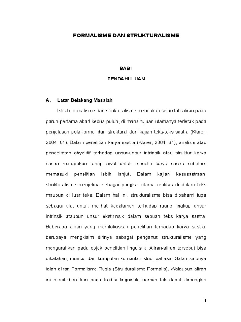 Pendekatan Formalisme dan Strukturalisme | PDF