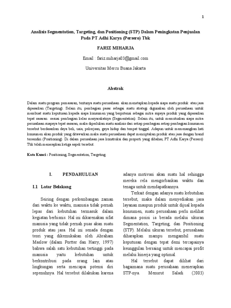 Analisis Segmentation Positioning Dan Ta | PDF