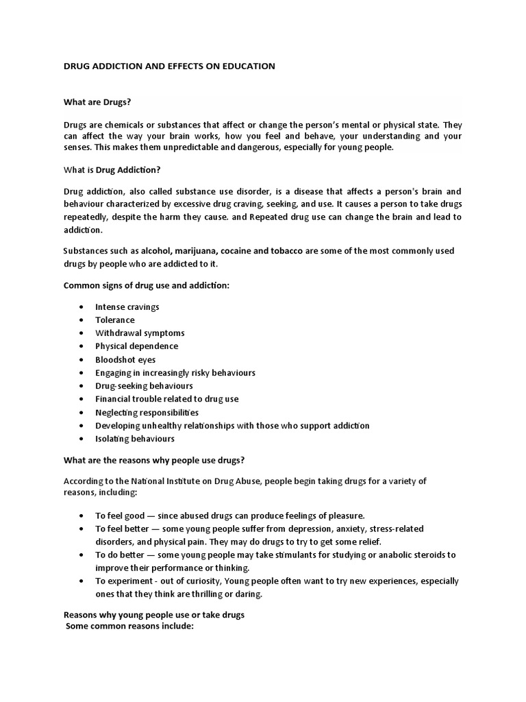 Impact of Drug Addiction on Education | PDF | Substance Use Disorder ...