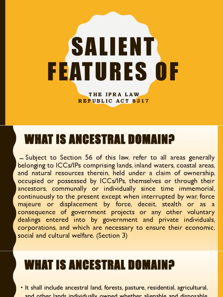 Salient Features Of: The Ipra Law Republic Act 8317 | PDF | Ownership ...
