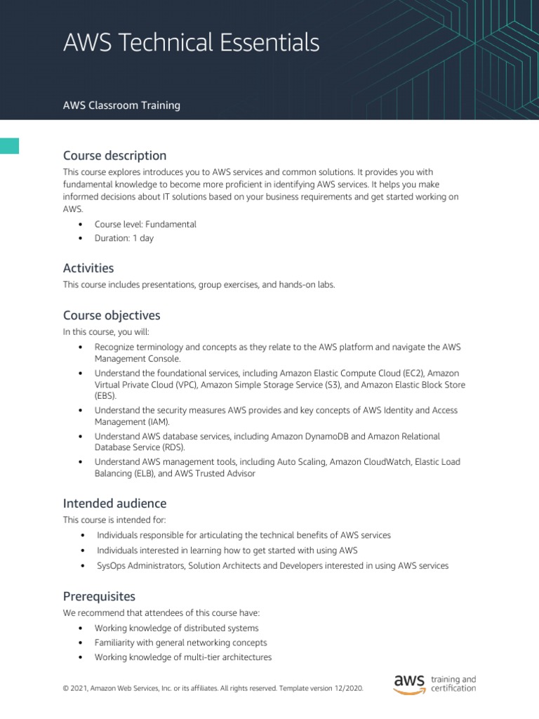 Aws Technical Essentials | PDF | Amazon Web Services | Software ...