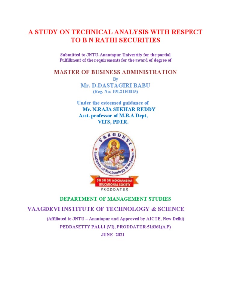A Study On Technical Analysis With Respect To B N Rathi Securities ...