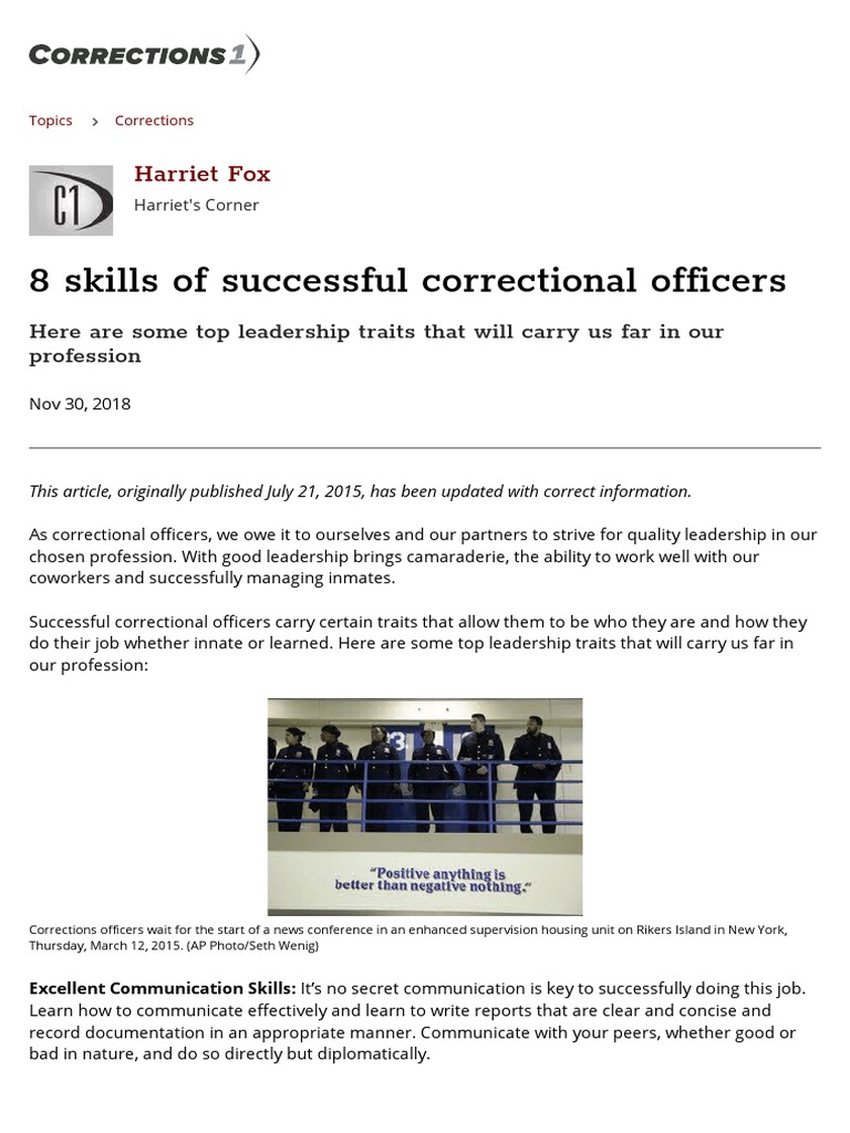 8 Skills of Successful Correctional Officers | PDF | Prison | Leadership