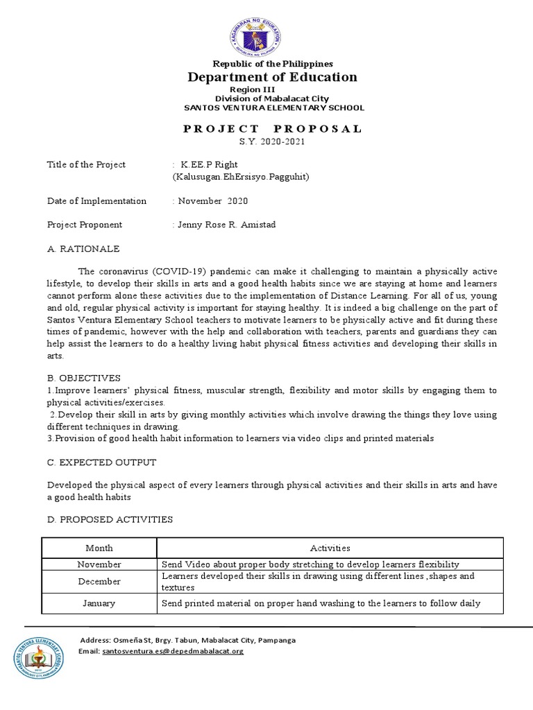 MAPEH Act - Proposal 2020 | PDF | Learning | Behavior Modification