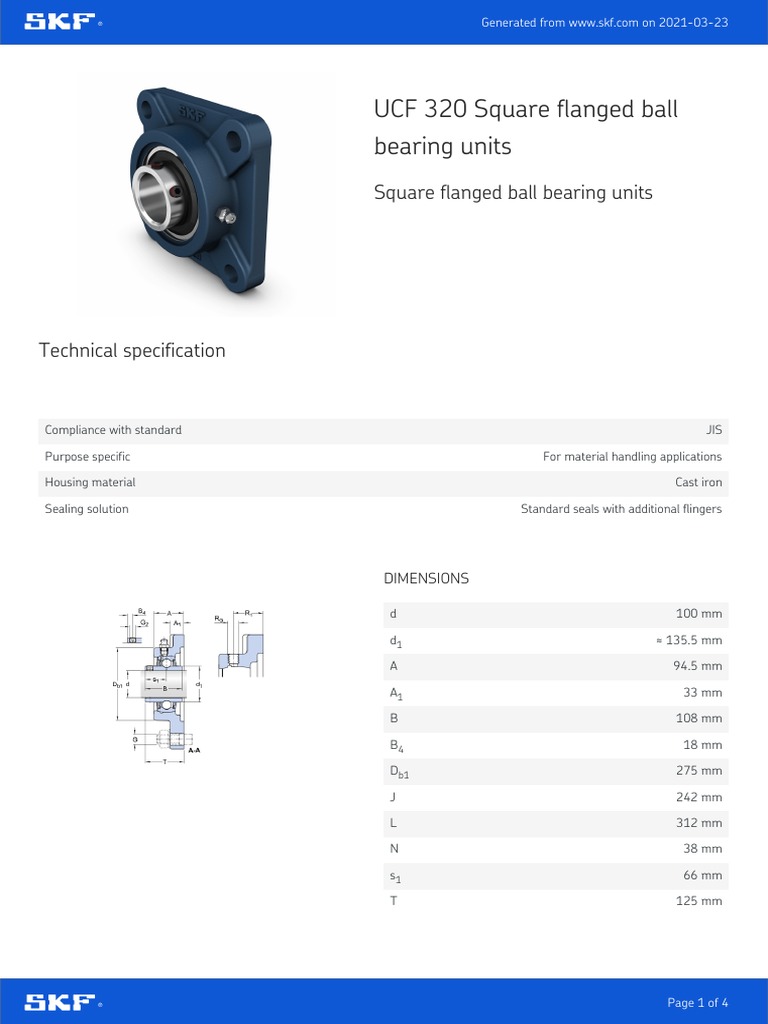 UCF 320 Square Flanged Ball Bearing Units - 20210323 | PDF | License ...