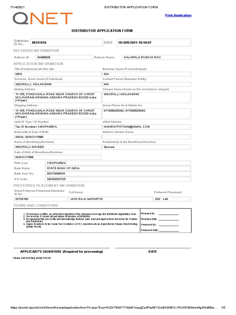 Distributor Application Form | PDF | Value Added Tax | Taxes