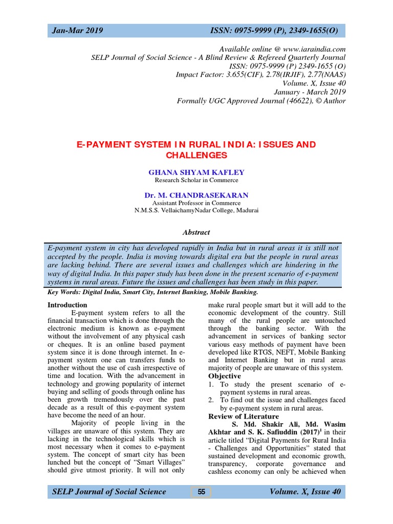 14 E-Payment System in Rural India Issues and Chellenges | PDF ...