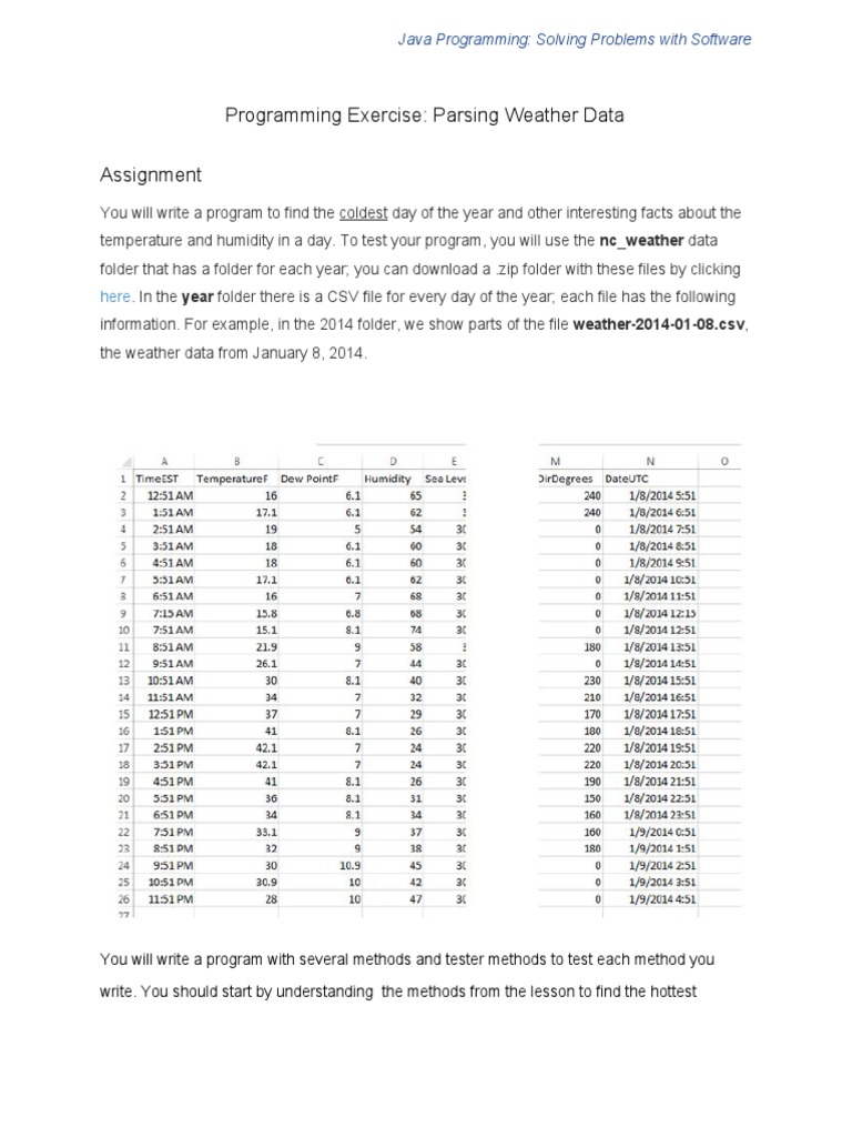 Programming Exercise: Parsing Weather Data Assignment | PDF | Comma ... Programming Exercise: Parsing Weather Data Assignment | PDF | Comma ...