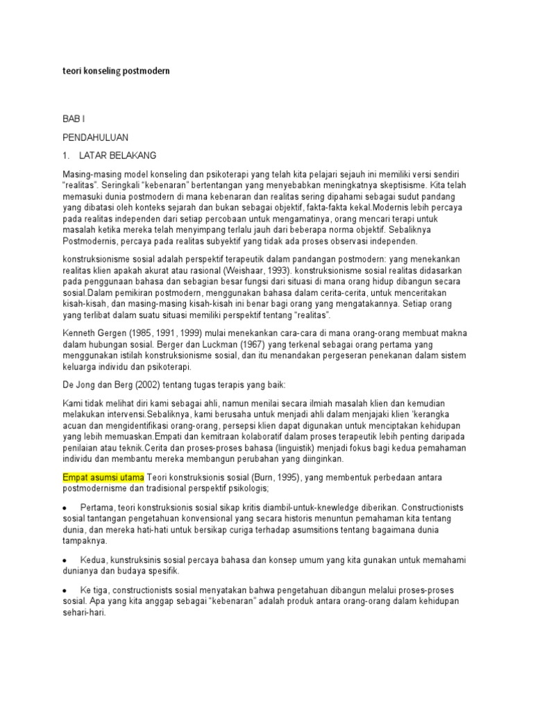 Teori Konseling Postmodern | PDF