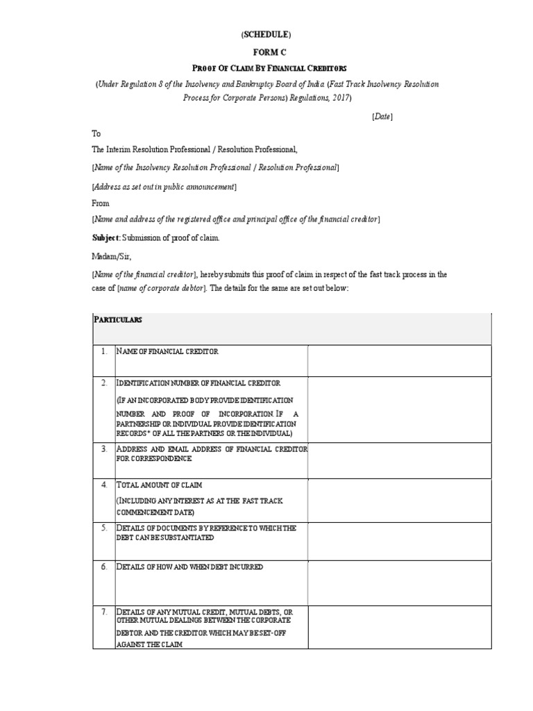 Form C | Download Free PDF | Bankruptcy | Liability (Financial Accounting)