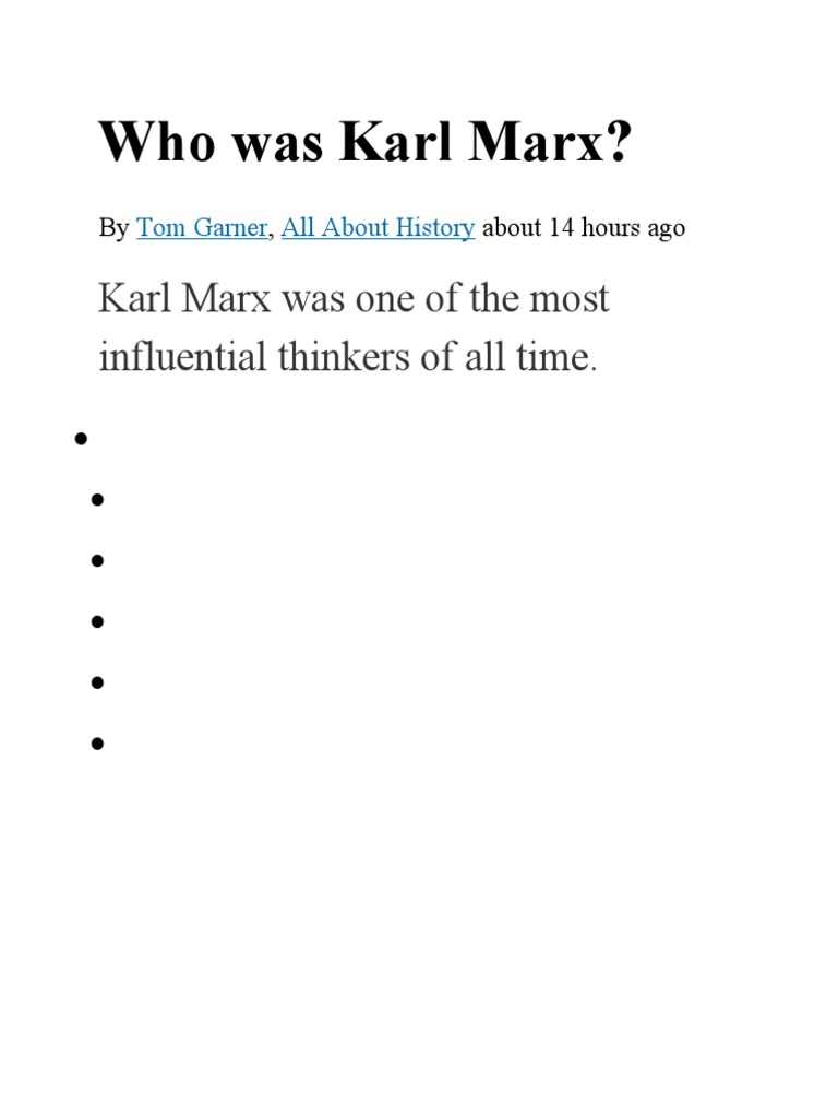 An In-Depth Biography of Karl Marx: Tracing the Life and Influences of ...