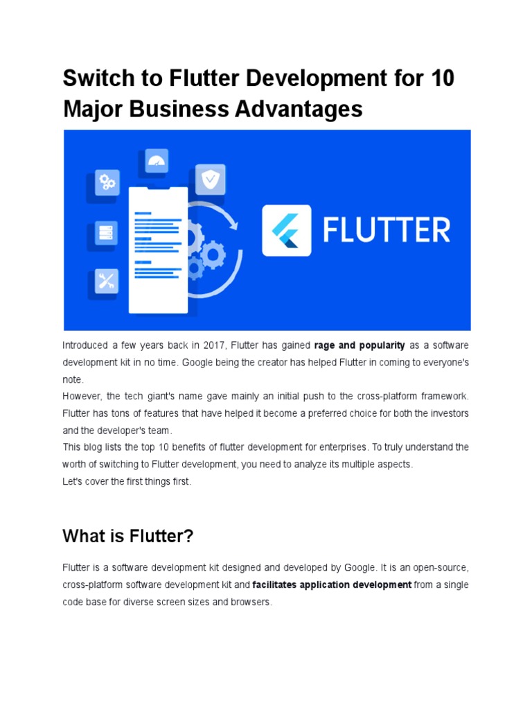 Switch To Flutter Development For 10 Major Business Advantages | PDF