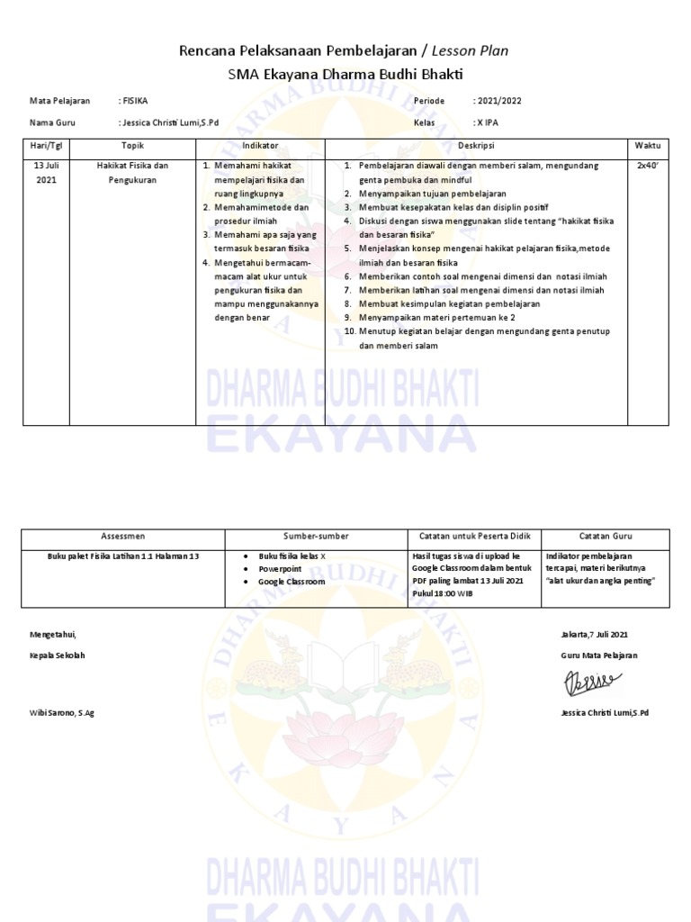 Lesson Plan Pertemuan 1 | PDF