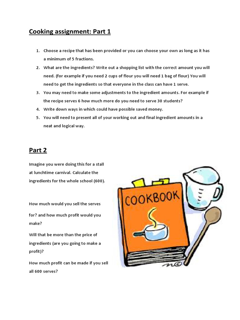 Cooking Assignment | PDF
