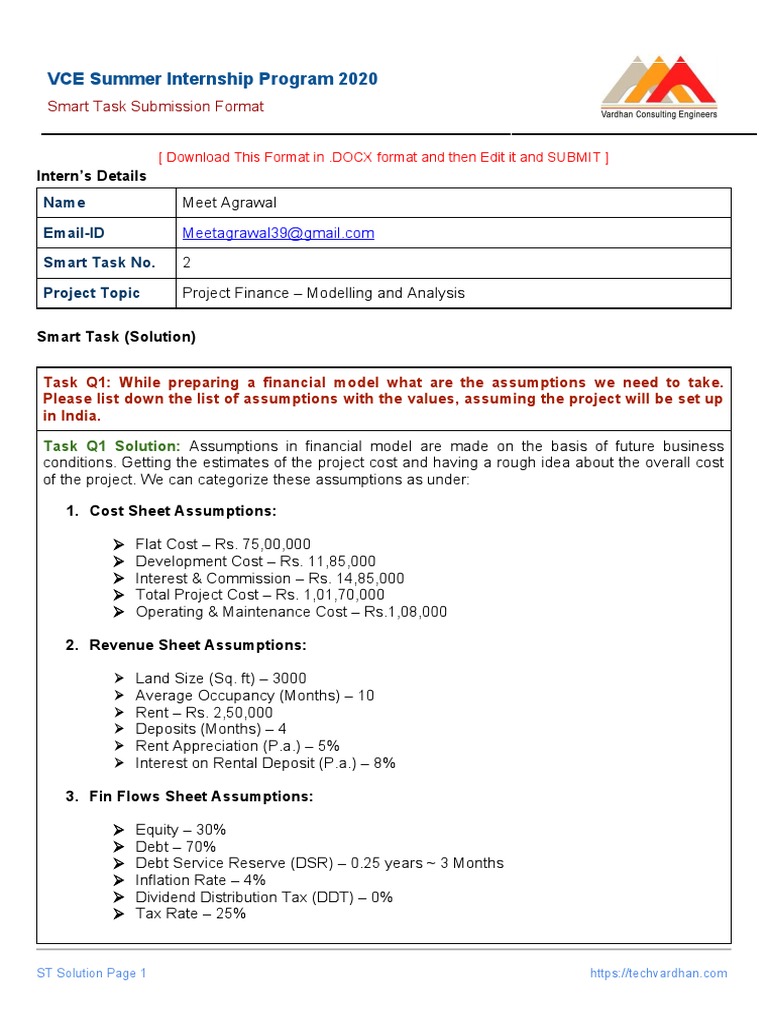 VCE Summer Internship Program 2020: Smart Task Submission Format | PDF ...