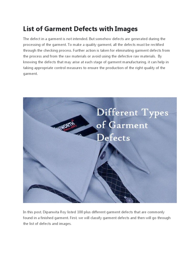 A Comprehensive Guide to Over 145 Types of Garment Defects with ...
