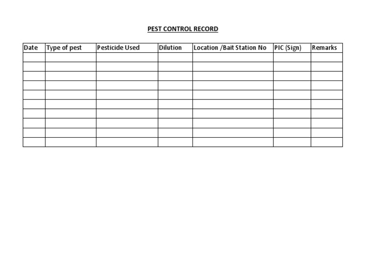 Pest Control Record | PDF