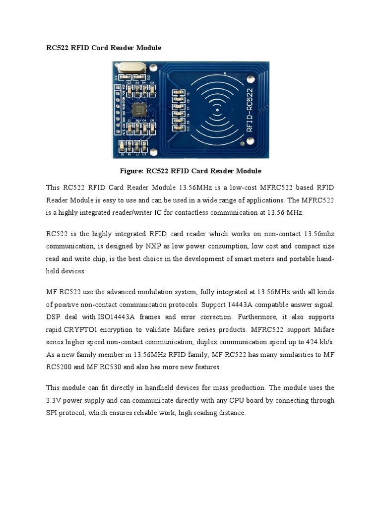 RC522 RFID Card Reader Module | PDF | Radio Frequency Identification ...