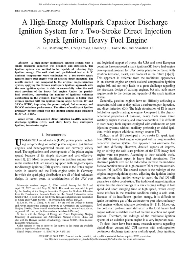 A High-Energy Multispark Capacitor Discharge Ignition System For A Two ...