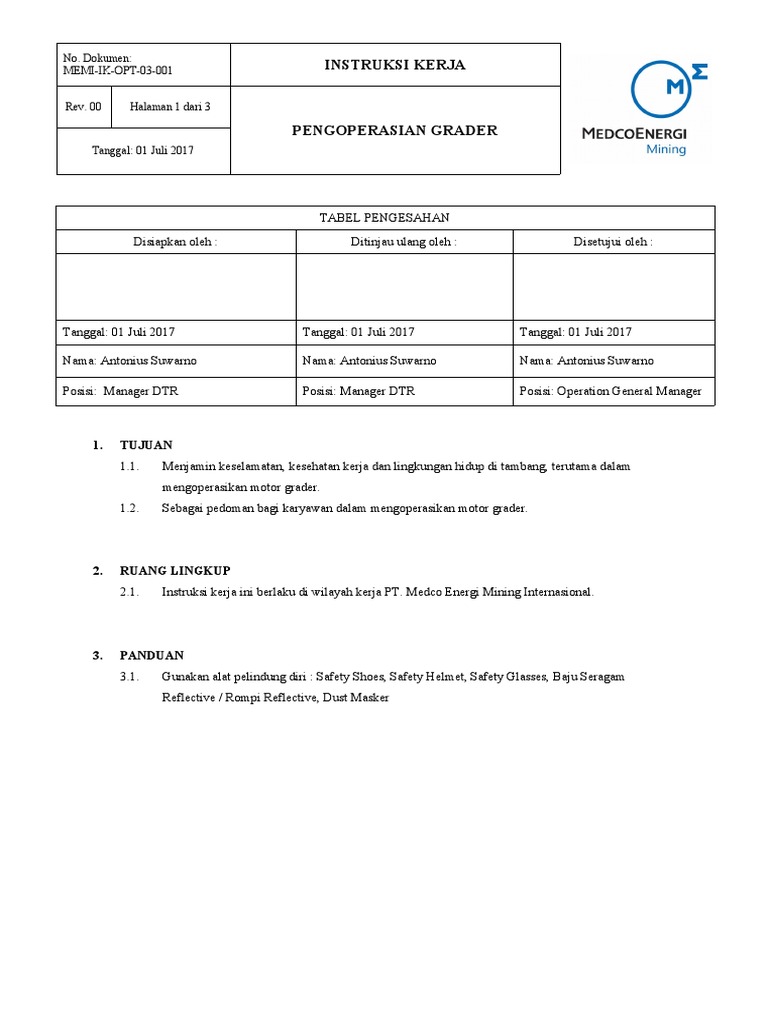 MEMI-IK-OPT-03-01 Grader Rev 0 | PDF