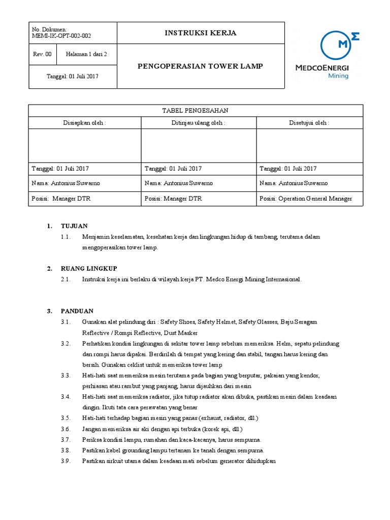 MEMI-IK-OPT-03-02 Tower Lamp Rev 0 | PDF