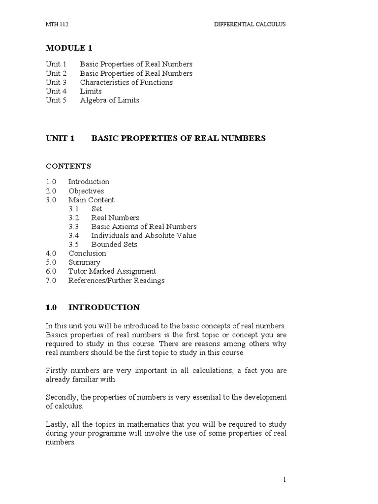 Basic Properties of Real Numbers 1 | PDF | Set (Mathematics) | Numbers