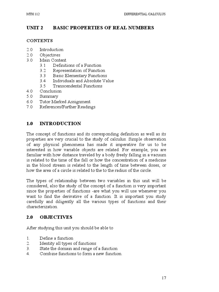 Basic Properties of Real Numbers 11 | PDF | Function (Mathematics ...