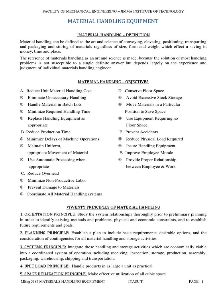 MHE Handout 52P | PDF | Crane (Machine) | Belt (Mechanical)
