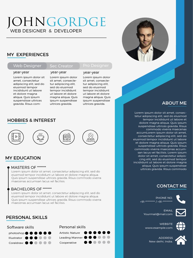 Elegent Cv-Resume Design in Adobe Photoshop | PDF | Application ...