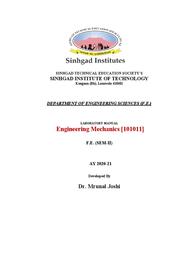 Engineering Mechanics Laboratory Manual: A Comprehensive Guide to ...