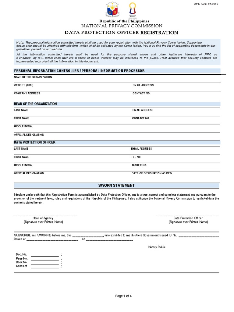 NPC Form Registration | PDF | Information Privacy | Clinic