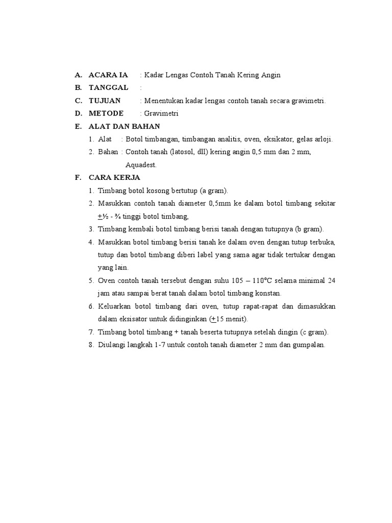 Analisis Kadar Lengas Tanah | PDF